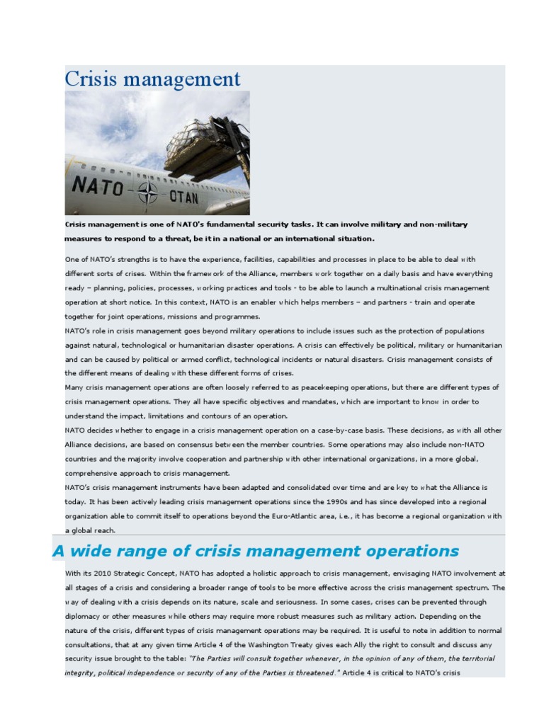 Crisis Management | PDF | Nato | Crisis Management