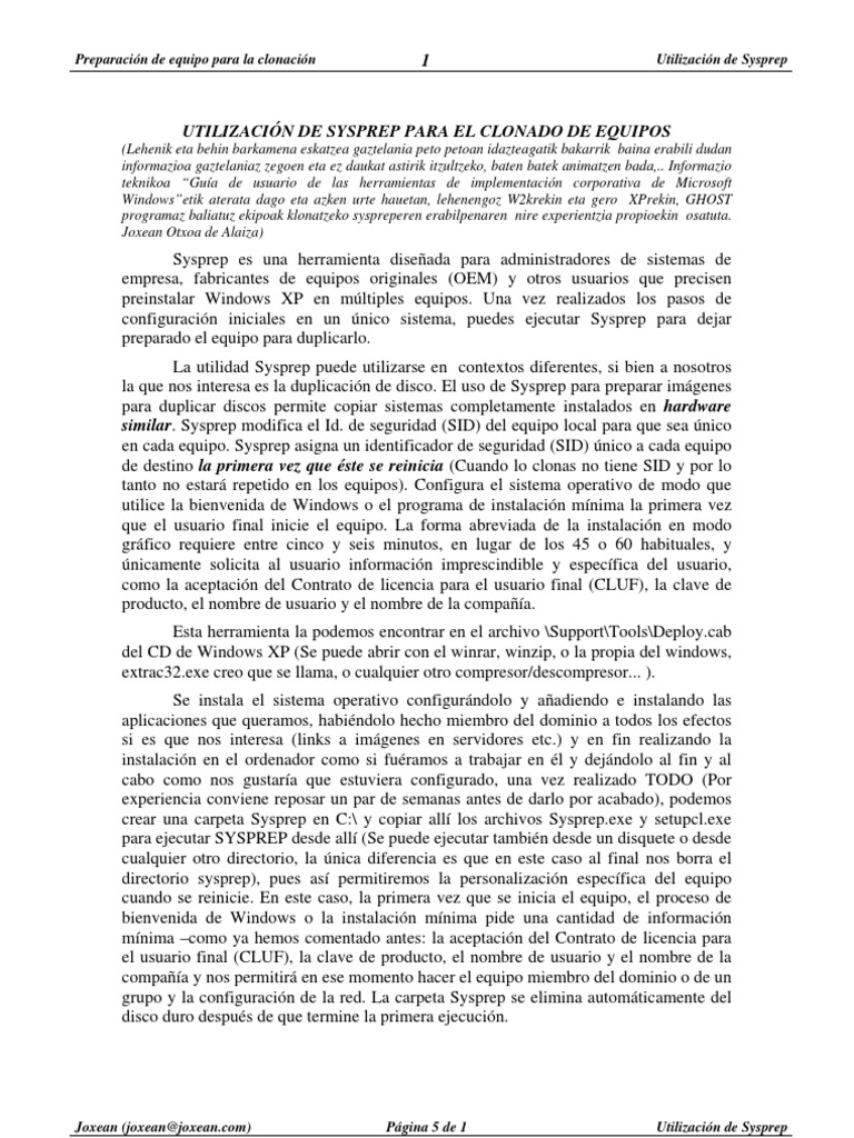 Sysprep Minimanual | PDF | Disco duro | Archivo de computadora