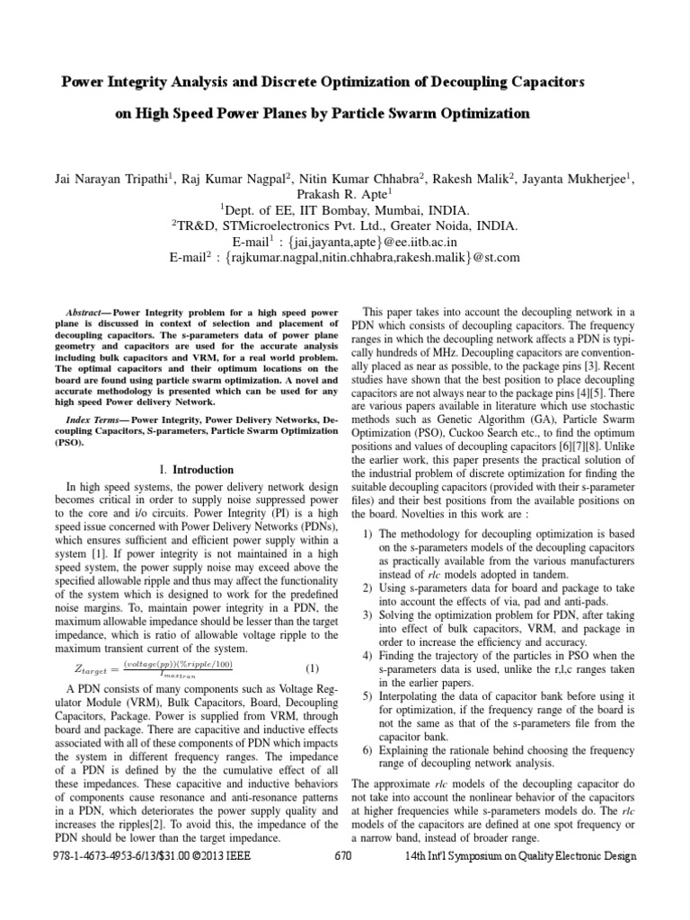 Discrete Optimization Of Decoupling Capacitors For Power Integrity