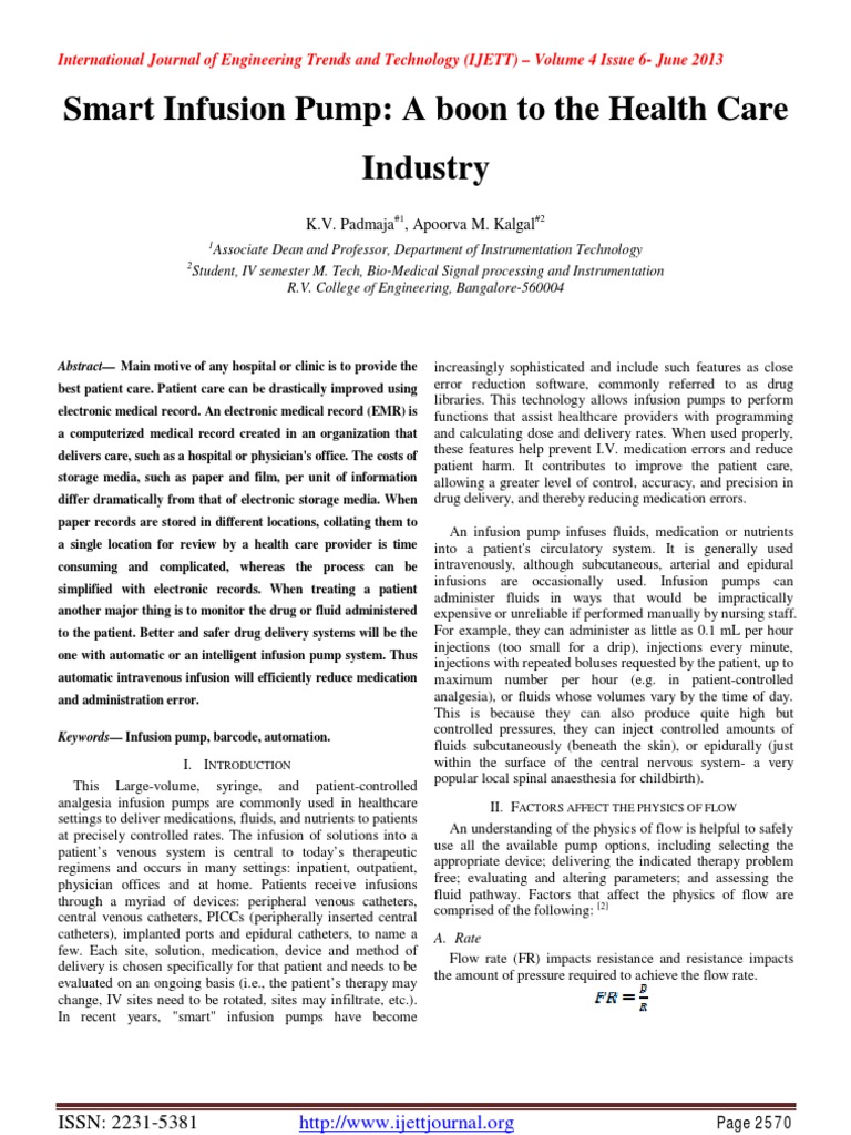 Smart Infusion Pump: A Boon To The Health Care Industry | PDF ...