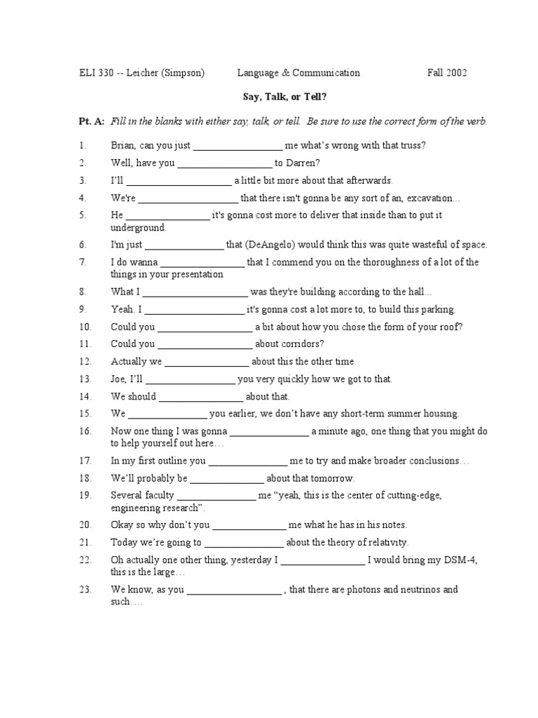 Teach - Say Talk Tell PDF | PDF