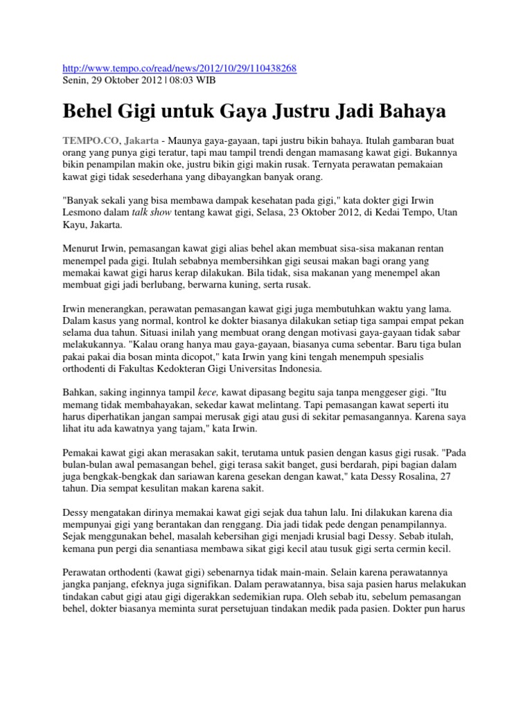 Bahan Behel Gigi | PDF
