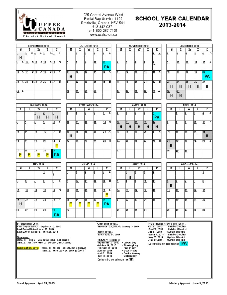 2013-2014 School Year Calendar - Final | PDF | Social Science