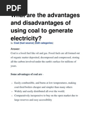 Disadvantages Of Coal