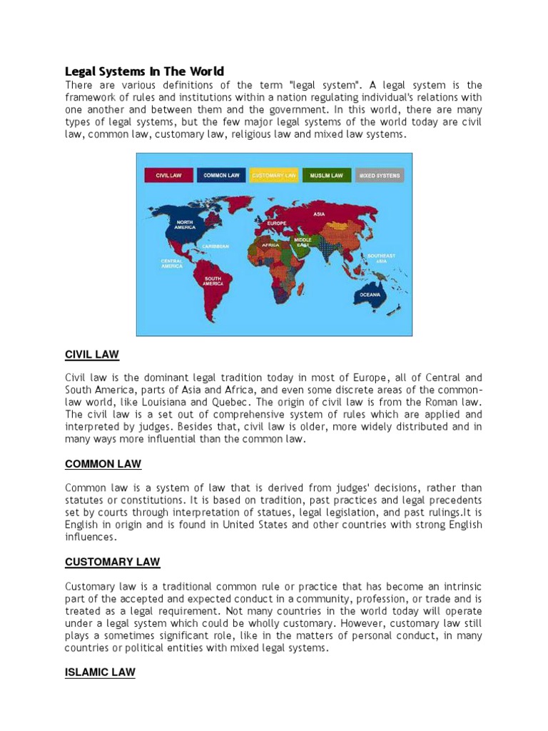 Legal Systems in The World | PDF | Equity (Law) | Precedent