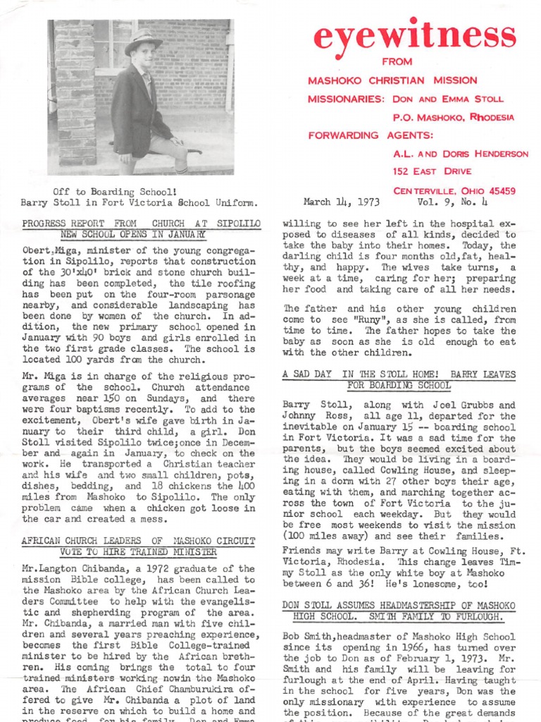 Stoll Don Emma 1973 Rhodesia PDF | PDF | Christian Mission | Indiana