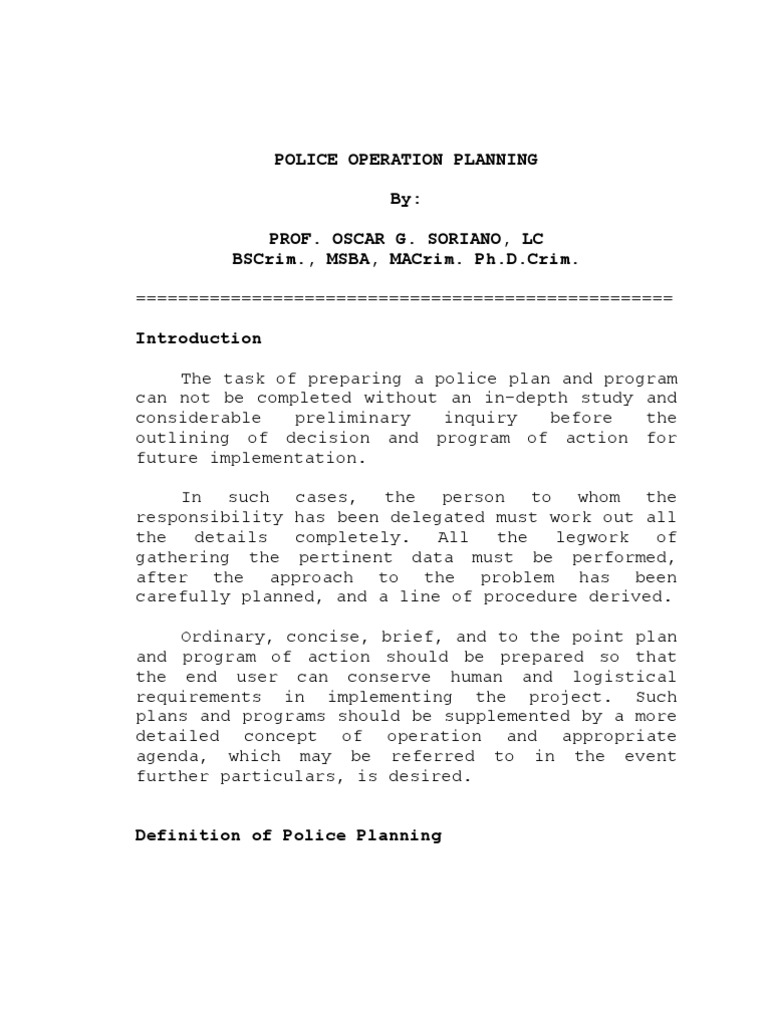 Police Operational Planning Guide | PDF | Search And Seizure | Search ...