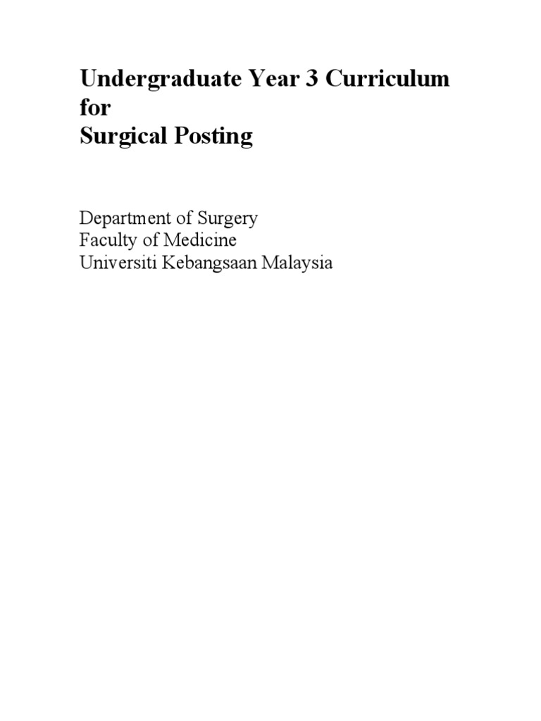 Year 3 Surgery Posting Sylabbus 2008 | PDF | Surgery | Breast Cancer