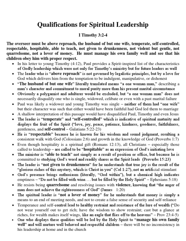 Bible Bullet - Qualifications For Leadership | PDF | Religious Belief ...