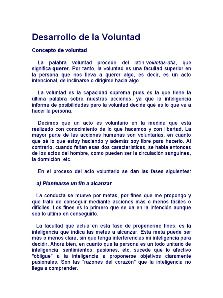 Concepto y Desarrollo de la Voluntad | PDF | Metafísica | Teorías ...