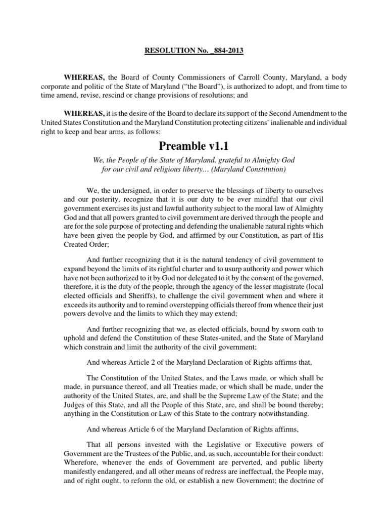 2nd Amendment Preservation Resolution | Second Amendment To The United ...