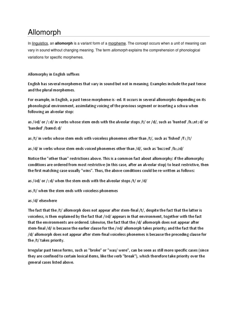 Allomorph Definition | Language Families | Linguistics