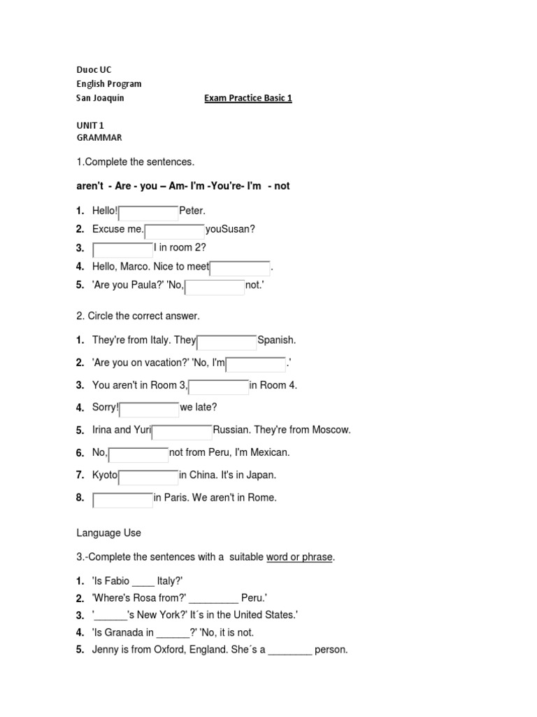 Basic 1 Exam Practice | PDF | Human Communication | Cognitive Science