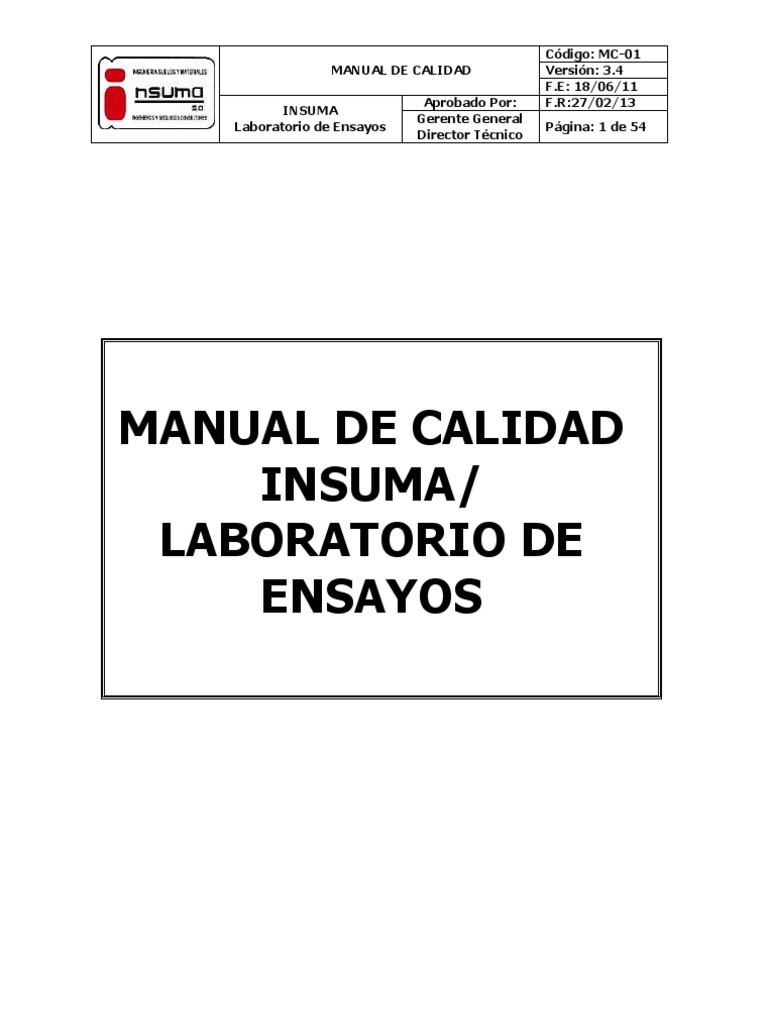 MC-01 Manual de Calidad 17025 | PDF | Gestión de la calidad | Calidad (comercial)