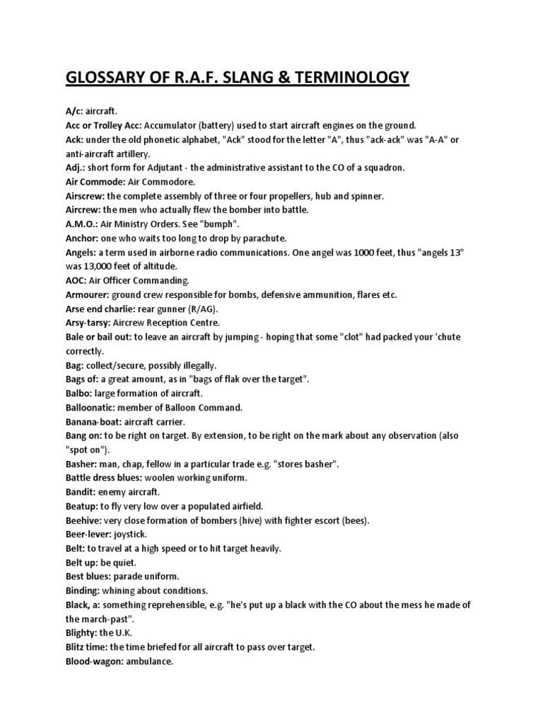 RAF Glossary | PDF | Royal Air Force | Anti Aircraft Warfare