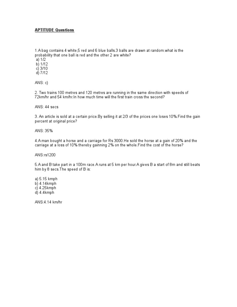 Aptitude Questions and Answers Guide | PDF | Home & Garden | Art