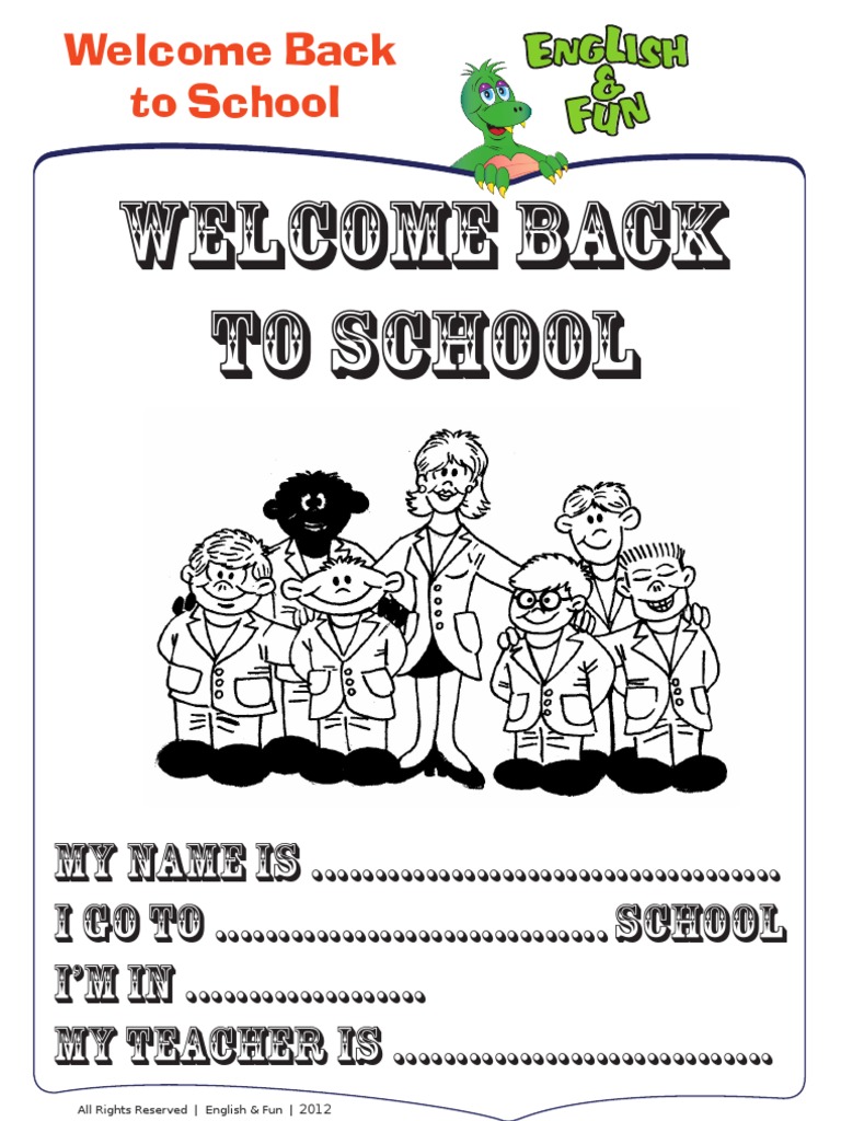 Welcome Back To School - Activities | PDF