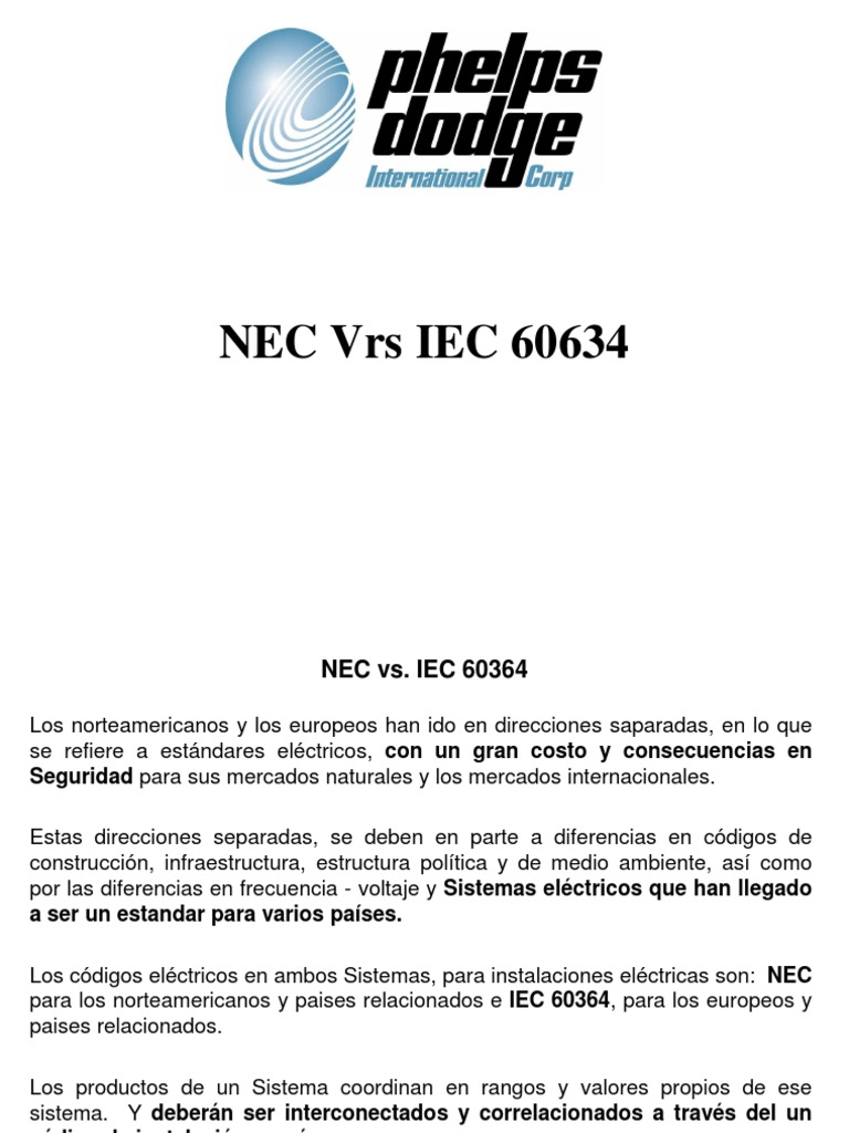 NEC vs. IEC | Comisión Electrotécnica Internacional | Mercado (economía)