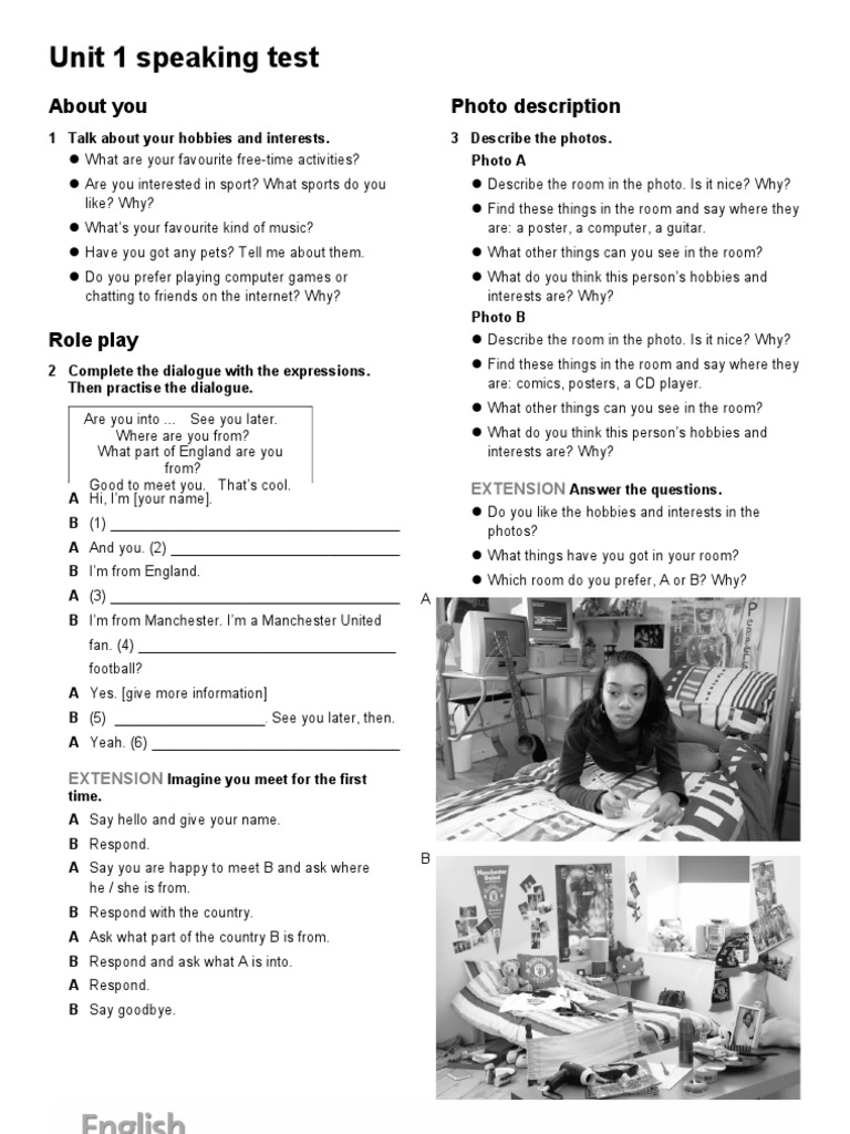 Unit 1 Speaking Test | PDF | Sports & Recreation