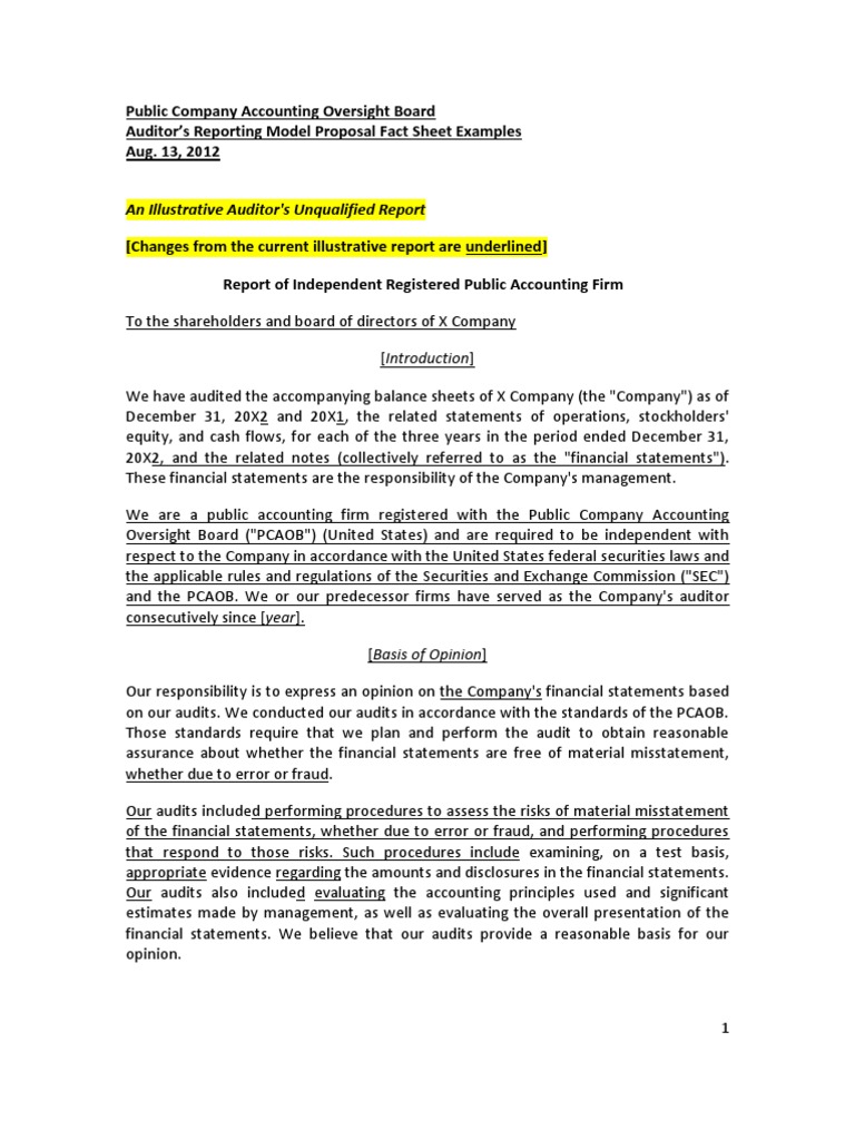 Illustrative Audit Opinion | Financial Audit | Audit