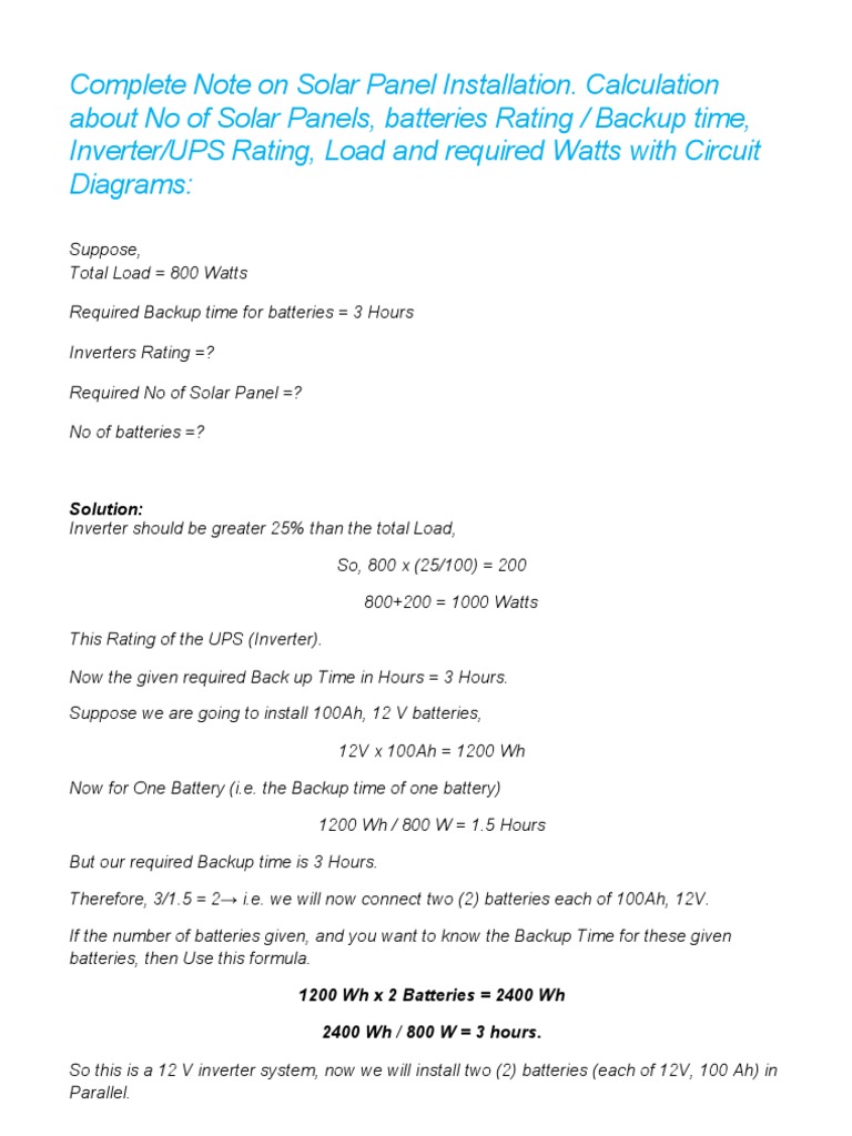 Complete Note On Solar Panel Installation | PDF | Battery Charger ...