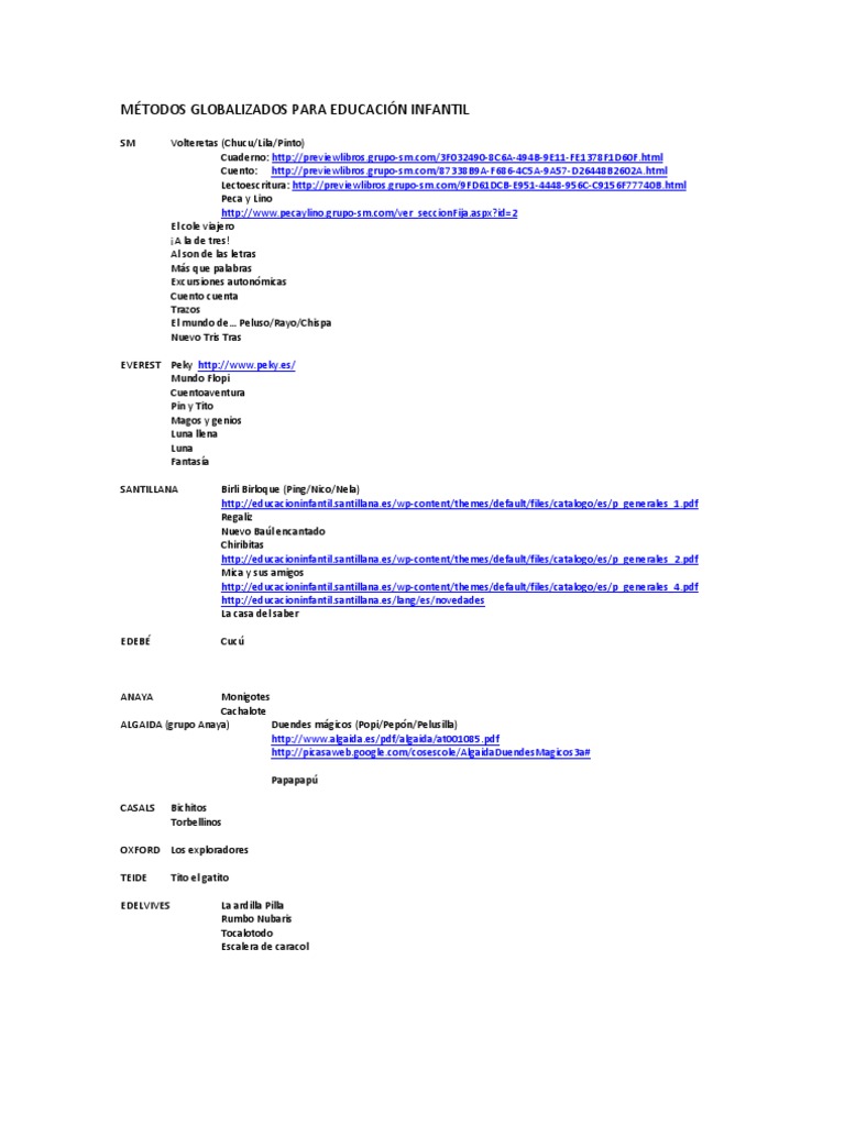 Métodos Globalizados para Educación Infantil | PDF | Science | Ciencia (general)