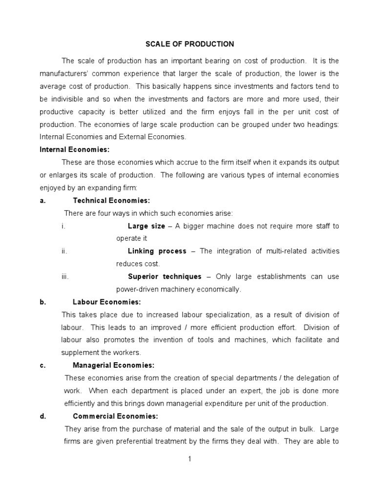 Economies and Diseconomies of Scale | PDF | Economics | Labour Economics