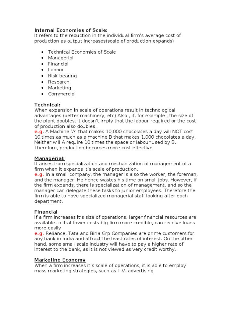 Internal Economies of Scale | PDF | Economies Of Scale | Labour Economics