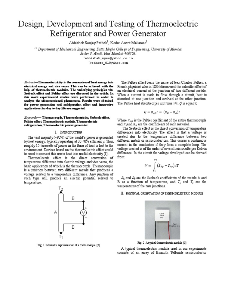 Thermo Electric Devices | PDF | Electric Current | Branches Of ...