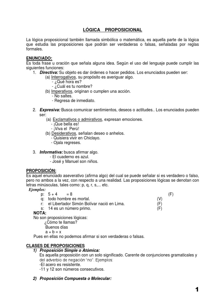 Ejemplos de Lógica Proposicional | PDF | Proposición | Si y solo si