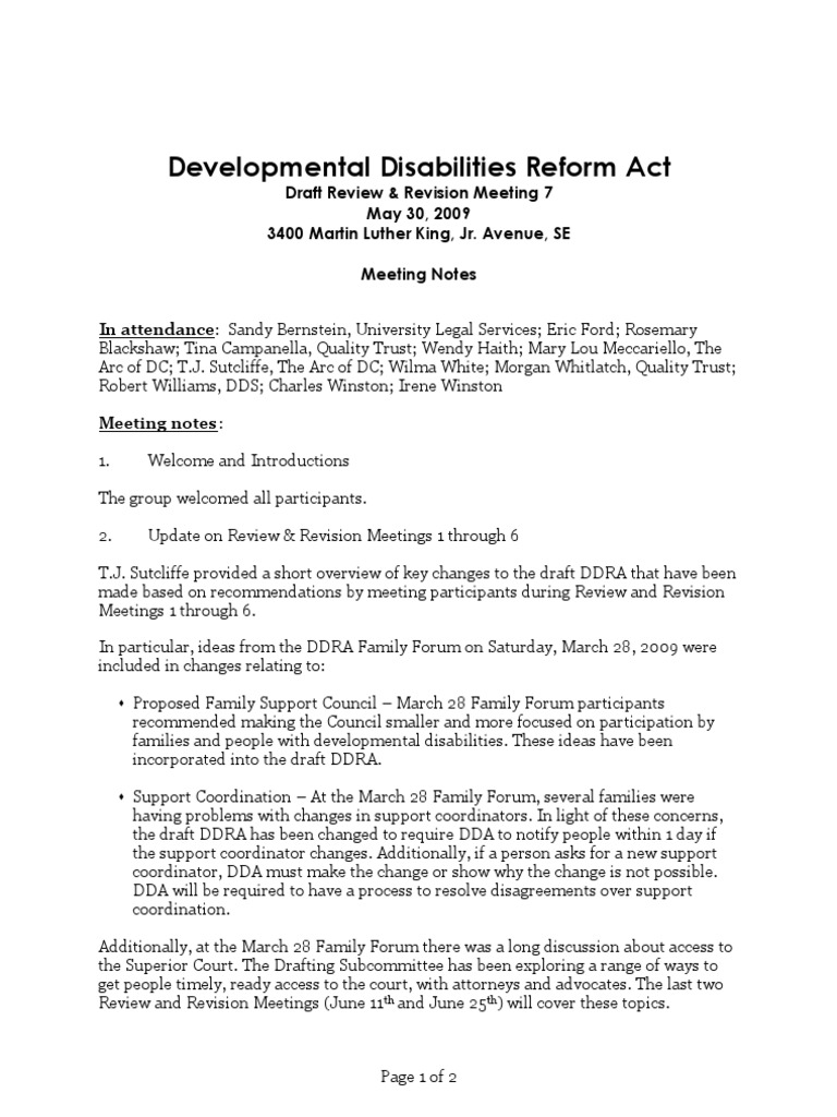 DDRA Review and Revision MTG 7 Notes 05-30-09 | PDF | Background Check ...