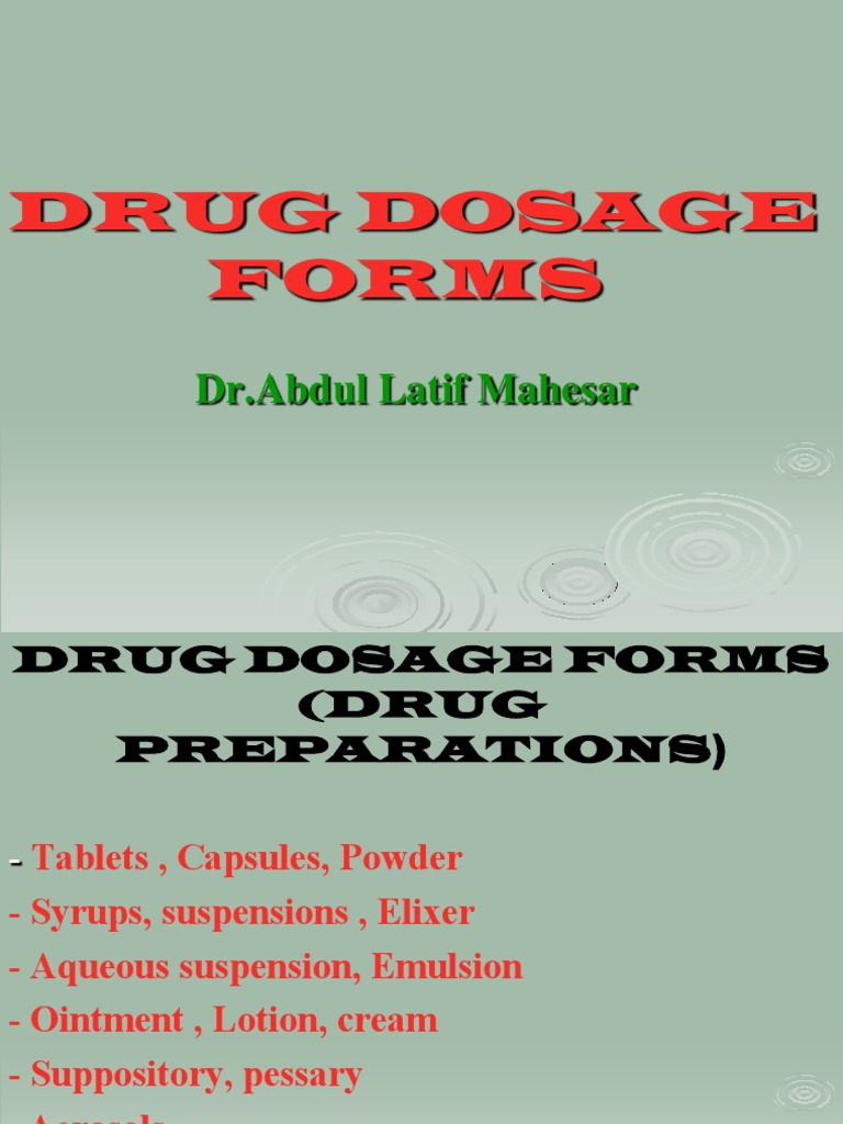 Overview of Drug Dosage Forms | PDF | Tablet (Pharmacy) | Topical ...