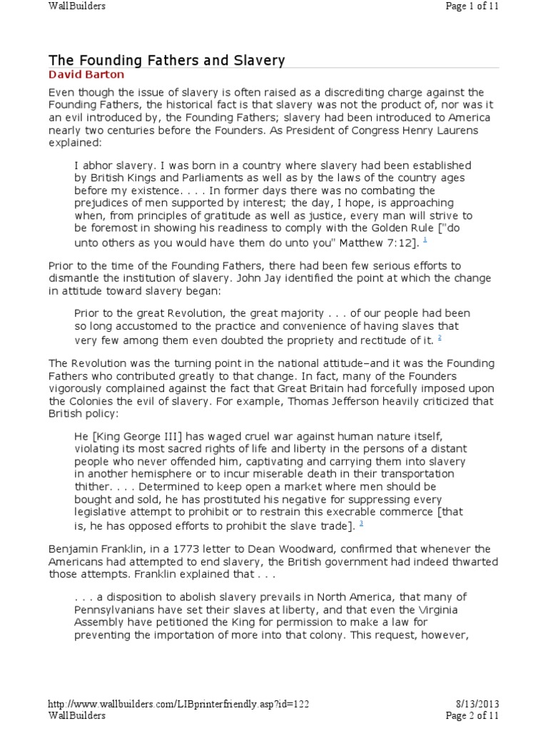Founding Fathers and Slavery | PDF | Abolitionism In The United States ...