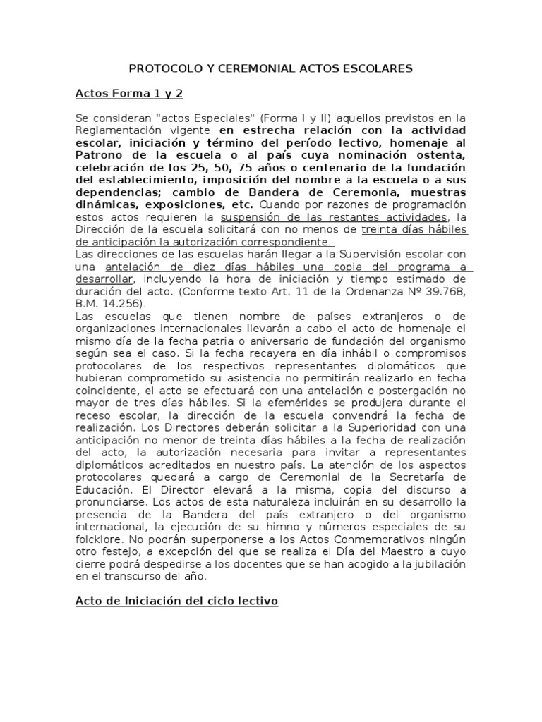 Protocolo para Actos Escolares | PDF | Bandera | Educación avanzada