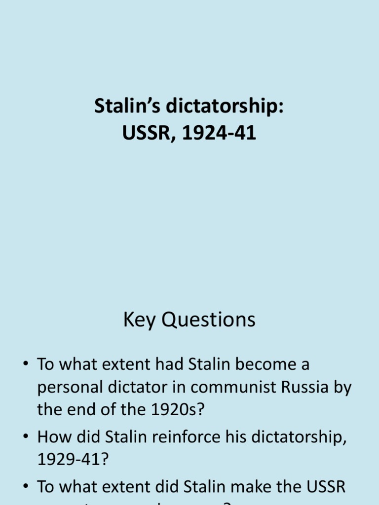 Stalin's Dictatorship: USSR, 1924-41 | PDF | Leon Trotsky | Joseph Stalin