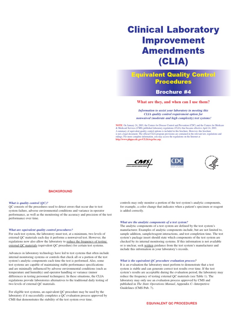 Clinical Laboratory Improvement Amendments (CLIA) : Equivalent Quality ...