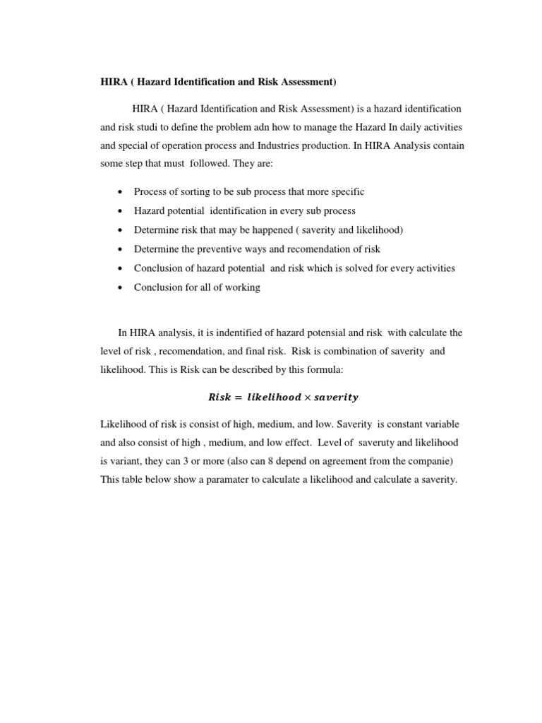 Hira | Risk | Risk Assessment