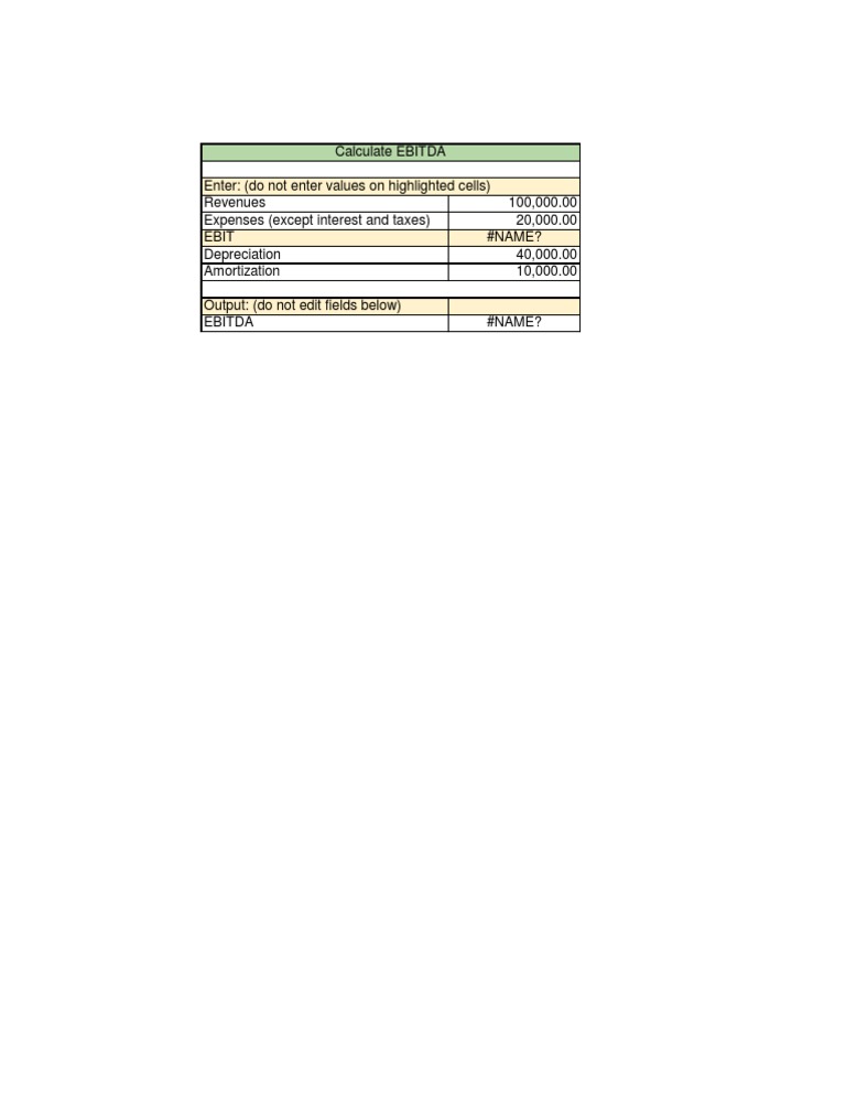 EBITDA Calculation Guide in Excel | PDF