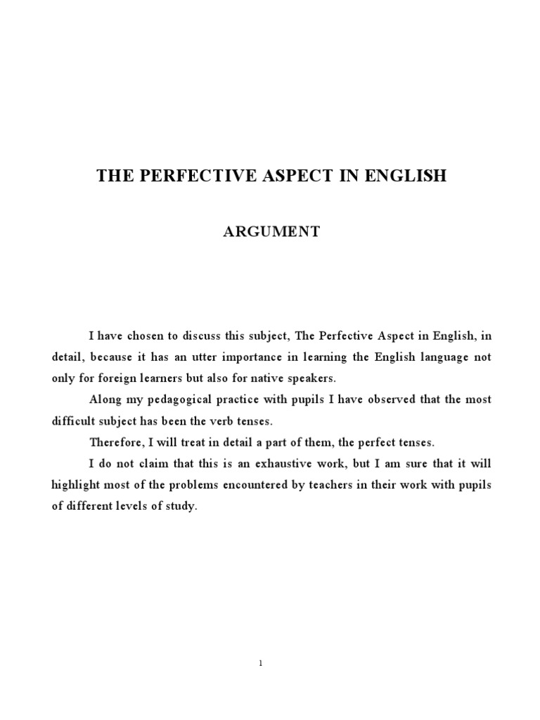 The Perfective Aspect in English | Verb | Grammatical Tense