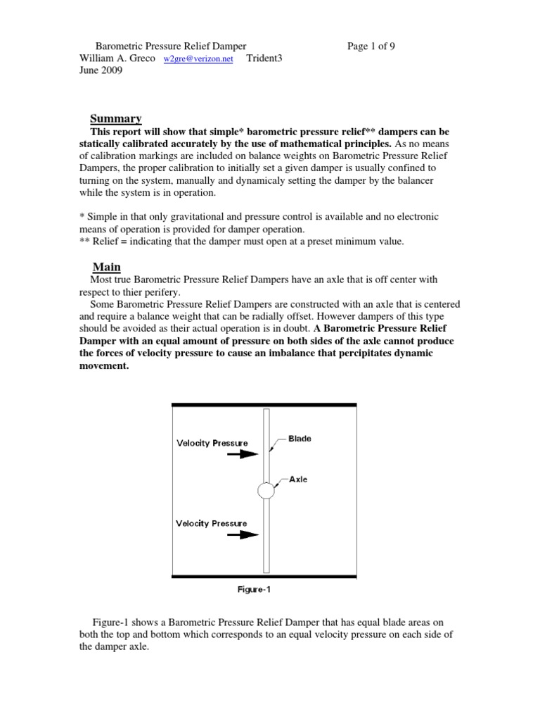 HVAC Barometric Pressure Relief Damper | PDF | Force | Area