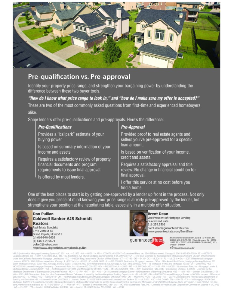 Pre Qual Vs Pre Approval | PDF | Mortgage Law | Banks