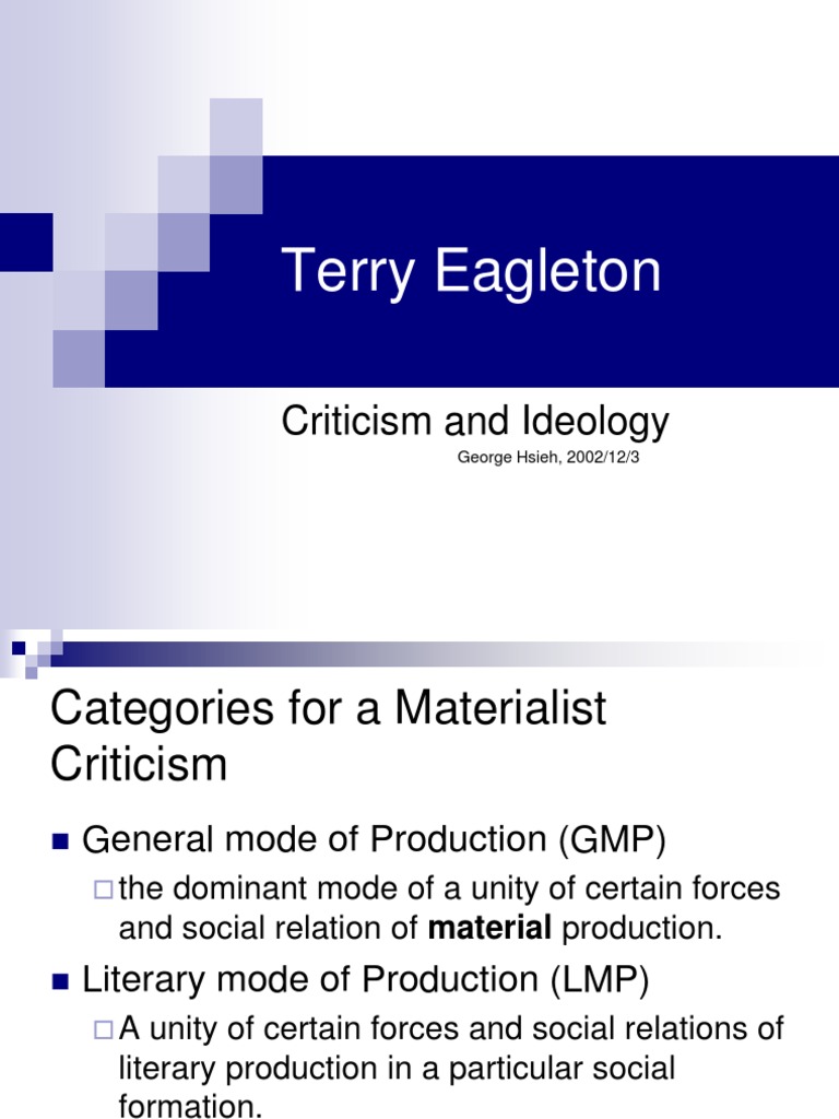 Terry Eagleton: Criticism and Ideology | PDF | Ideologies | Louis Althusser
