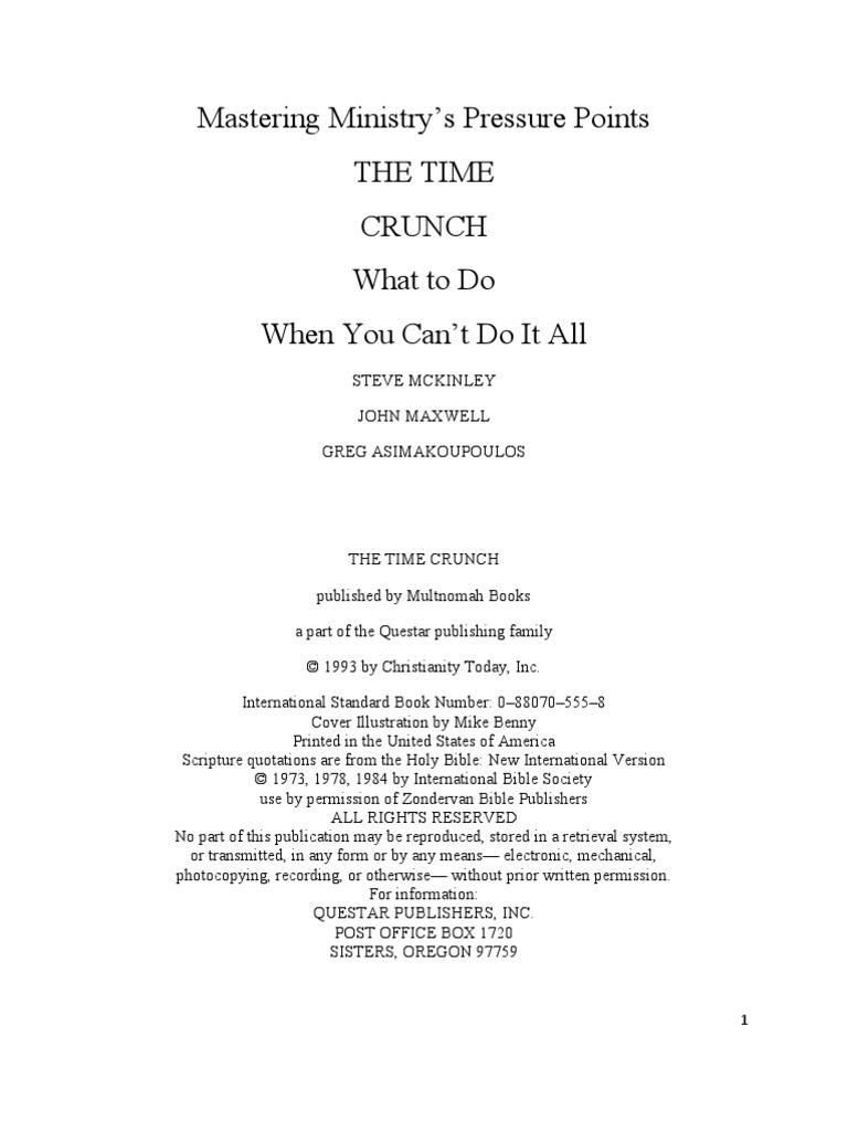The Time Crunch | PDF | Self Esteem | Procrastination