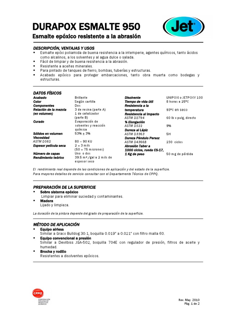 Esmalte Epóxico Durapox 950: Características y Aplicación | PDF ...