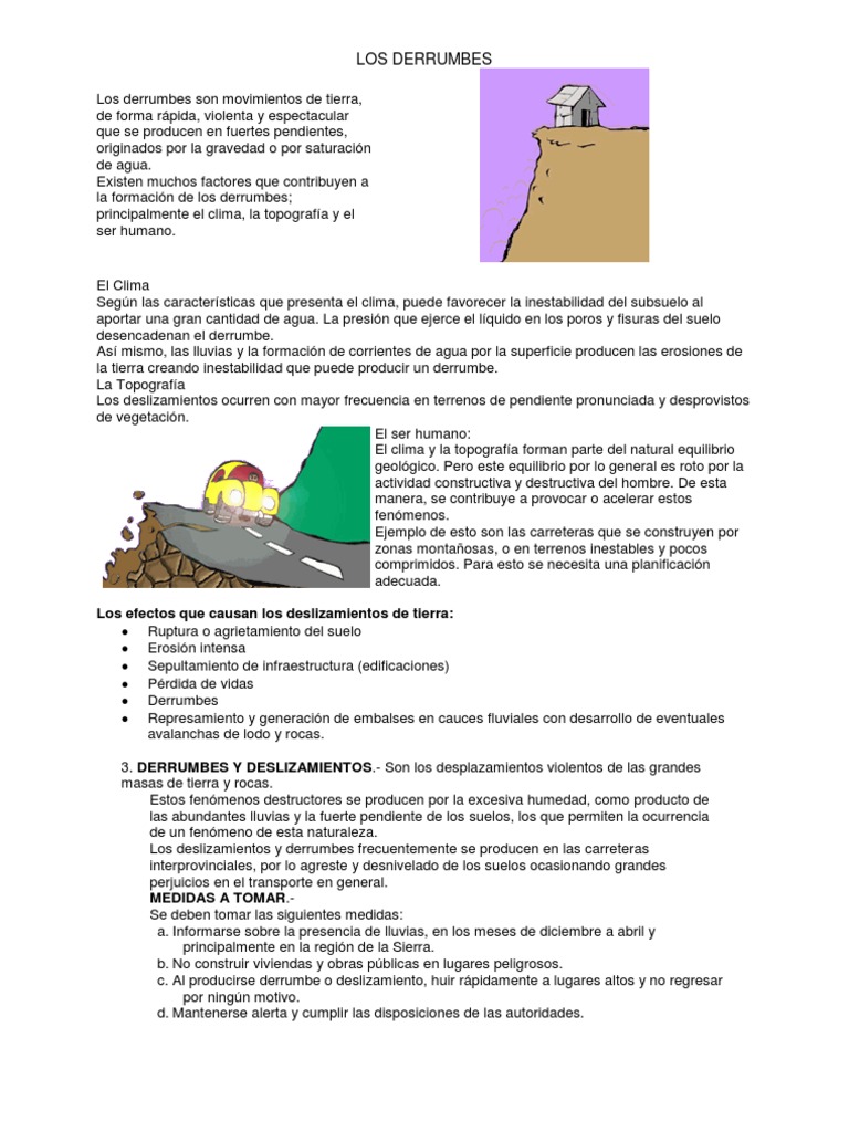 Causas y Consecuencias de los Derrumbes | PDF | Suelo | Deslizamiento ...