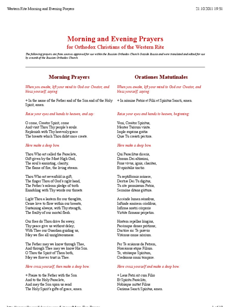 Western Rite Morning and Evening Prayers - Latin and English | PDF ...