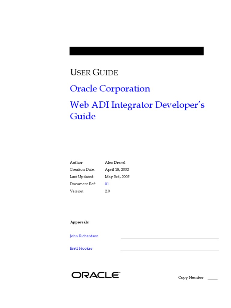 Web ADI Integrator Developer's Guide | PDF | Application Programming Interface | Pl/Sql