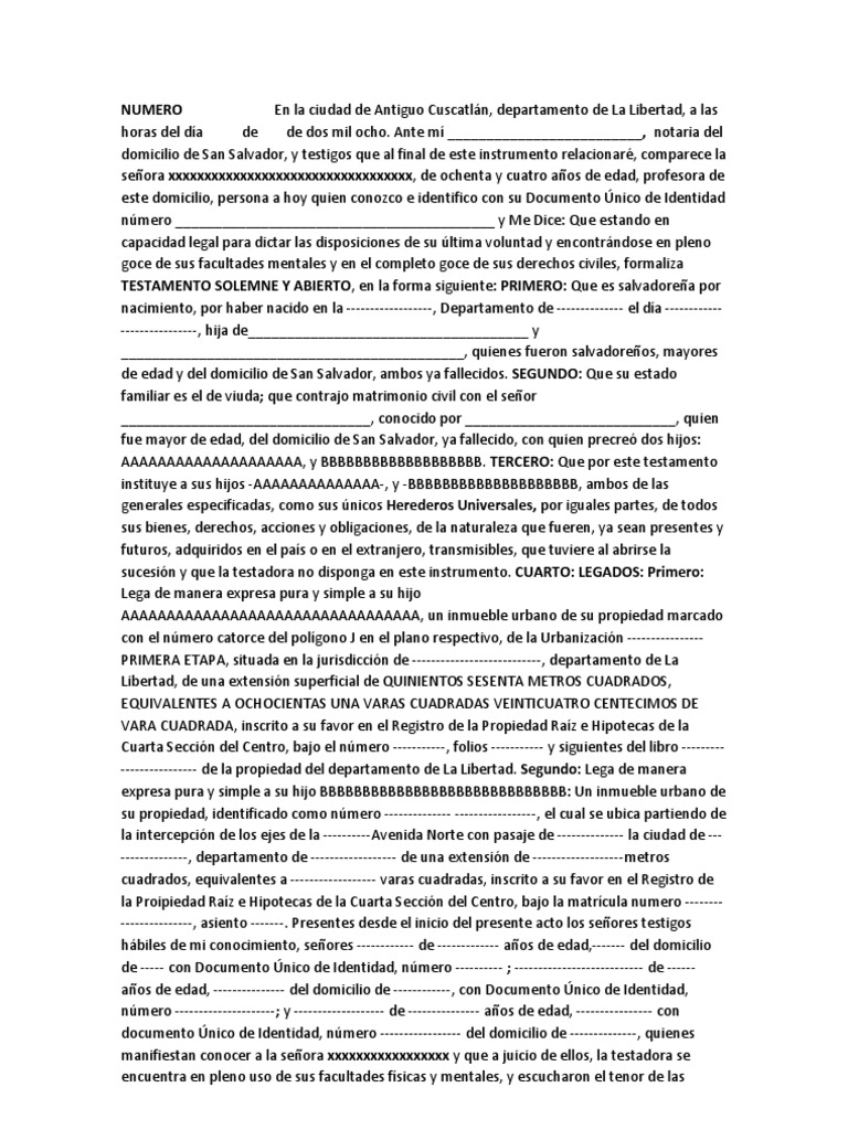 Modelo de Testamento | PDF