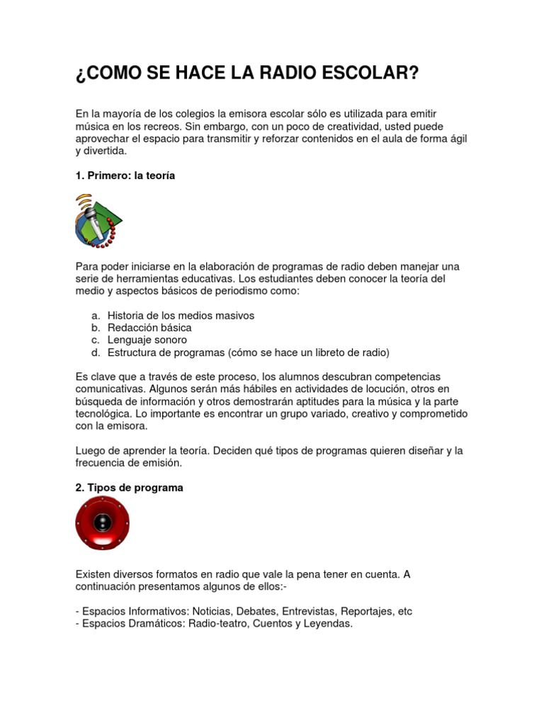 La Radio Escolar | PDF | Radio | Aprendizaje