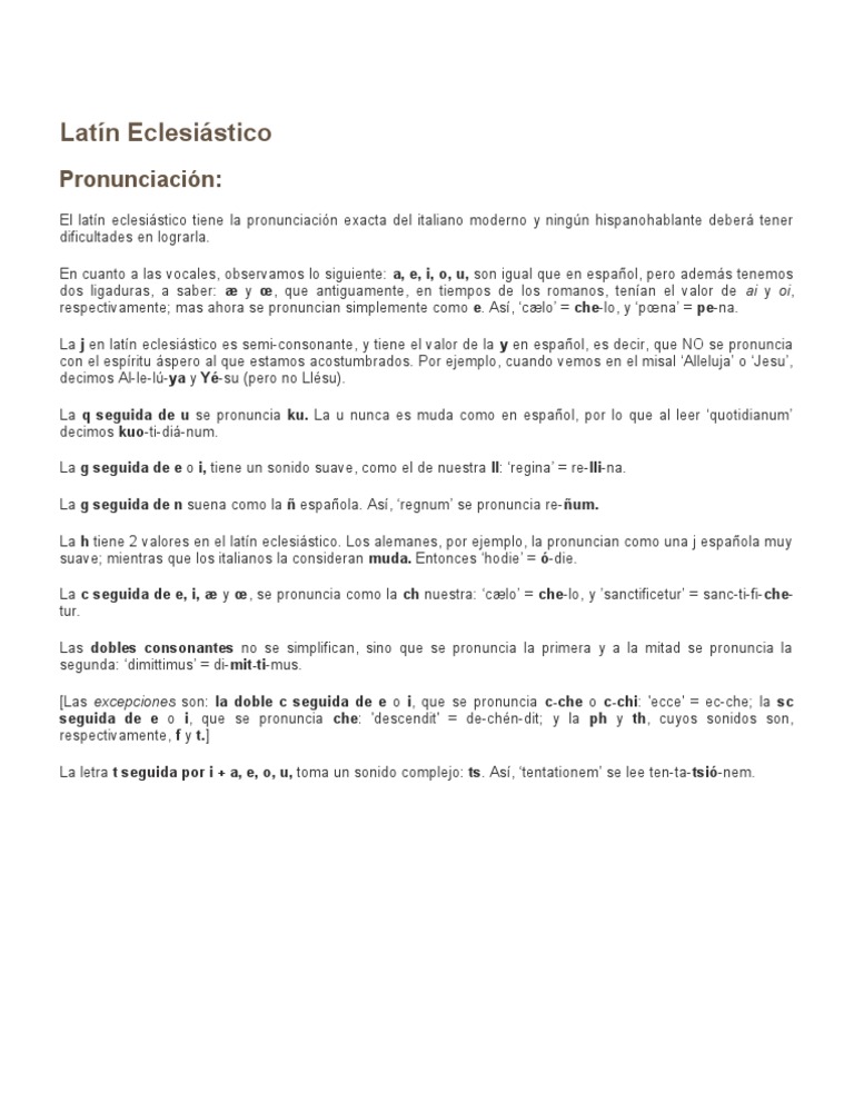 Guía de Pronunciación del Latín Eclesiástico | PDF | Artes del Lenguaje ...